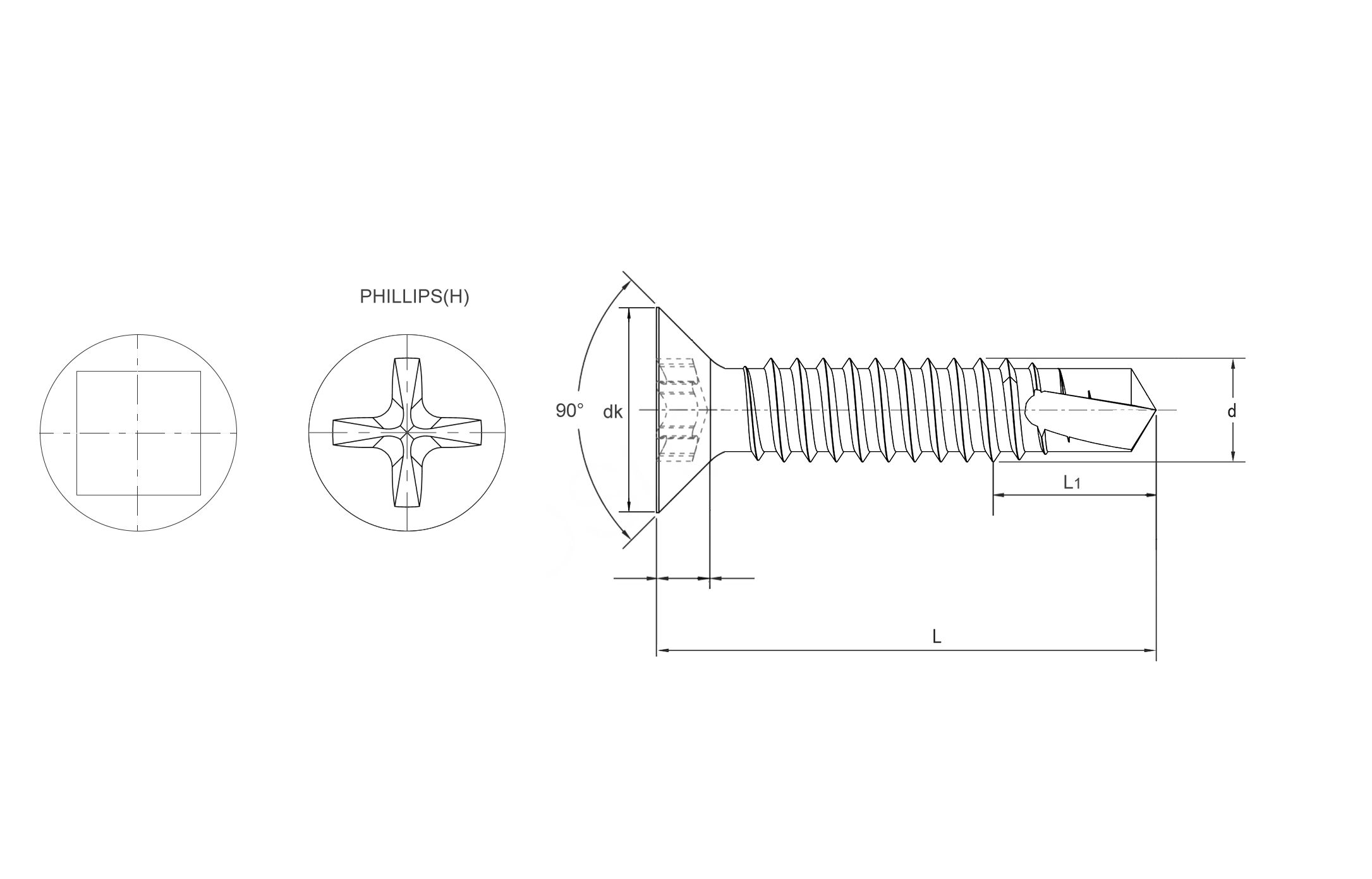 Phillips CSK Head Self Drilling Screws - Buy self drilling screw, flat ...